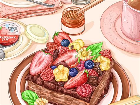 iPad美食插画线稿风食物巧克力水果蛋糕 偶是煎bingo子 站酷ZCOOL