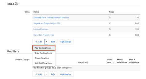 How To Bulk Add Items Modifier Groups And Modifiers