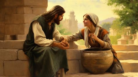 Premium AI Image Meeting At The Well Jesus And The Samaritan Woman