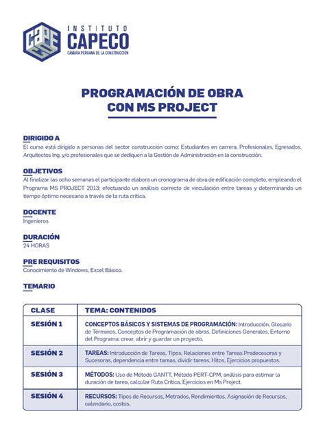 Programacion De Obra Con Ms Project Pdf Informática Software