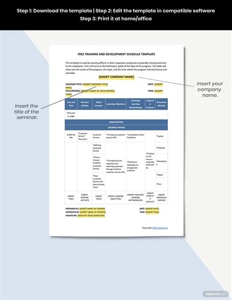 Training And Development Schedule Template In Gdocslink Ms Excel