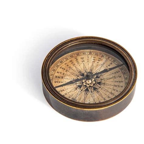 Antique Finihsed Metal Compass Tabletop Maritime Compass With Clock Navigation Tool For Hiking