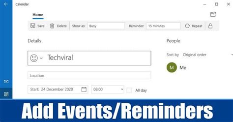 How To Add Events Reminders In Windows 10 Pc