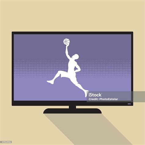 플랫 Tv에서 스포츠 보기 Lcd에 대한 스톡 벡터 아트 및 기타 이미지 Lcd Led 조명 공 스포츠 장비 Istock