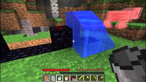 Minecraft Tutorial Nether Portal With Just Water Lava Redstone NO Diamonds YouTube