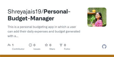 Github Shreyajais19personal Budget Manager This Is A Personal