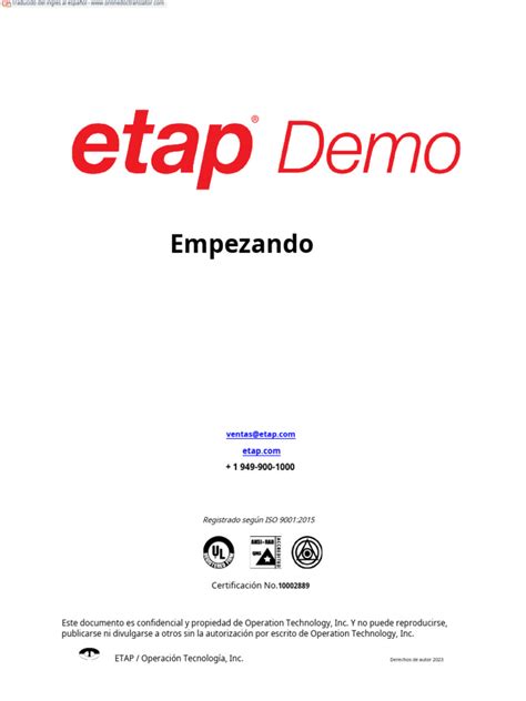Etap Gettingstarted Demo 001 060 En Es Pdf Ingenieria