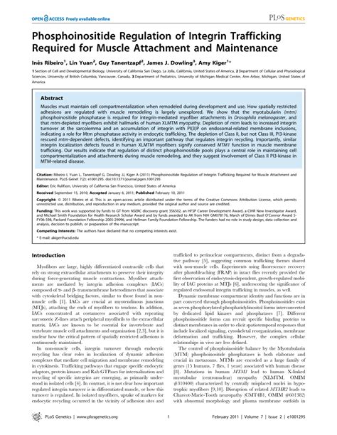 Pdf Phosphoinositide Regulation Of Integrin Trafficking Required For