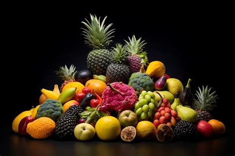 Various Colourful Exotic Fruits Premium Ai Generated Image