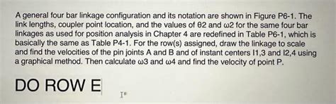Solved A general fourbar linkage configuration and its | Chegg.com
