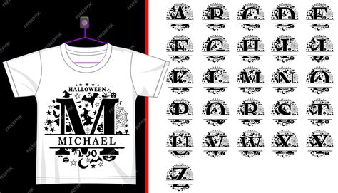 Premium Vector Halloween Split Monogram Letters Set Az Halloween Alphabet Halloween Font
