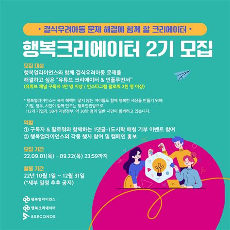 결식우려아동 문제 해결을 위한 행복크리에이터 2기 모집 공모전 대외활동 링커리어