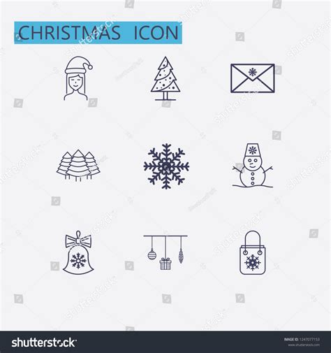 Outline Christmas Icon Set Vector Illustration Stock Vector Royalty