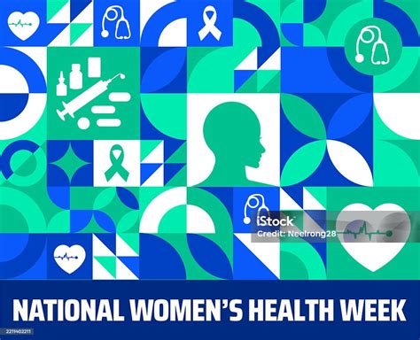 전국 여성 건강 주간 기하학적 모양 패턴 배경 배너 또는 포스터 디자인 템플릿 매년 5 월에 관찰됩니다 휴일 개념 모든 템플릿 카드 포스터 플래카드 템플릿에 사용할 수