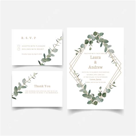 Template Undangan Pernikahan Daun Eucalyptus Hijau Templat Untuk Unduh
