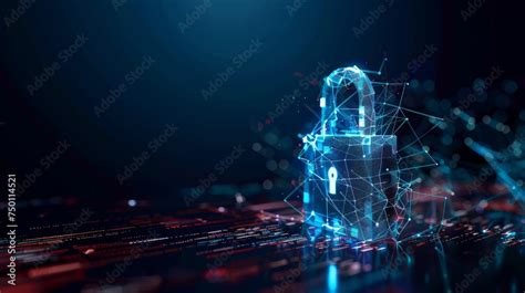 Blue Vector Illustration Depicting A Cyber Safety Padlock Securing Data