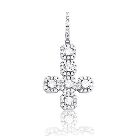 upside down cluster cross iced out hip hop pendant