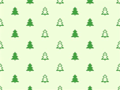 Tree Cartoon Character Seamless Pattern On Green Background Pixel