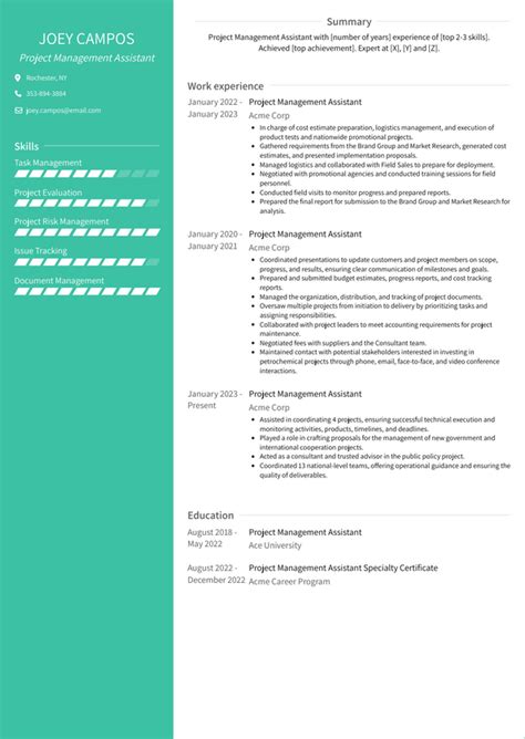 Project Management Assistant Resume Examples And Templates
