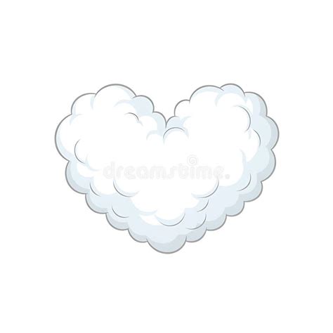 Cartoon Cloud In Heart Shape Whimsical Illustration On White