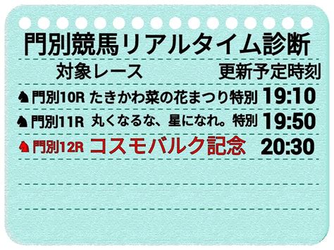 12r更新 的中1 門別競馬リアルタイム診断 コスモバルク記念 あきねるの競馬予想ブログ