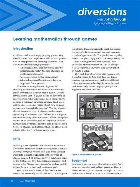 Learning Mathematics Through Games Pdf