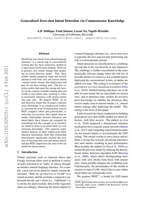 Pdf Generalized Zero Shot Intent Detection Via Commonsense Knowledge