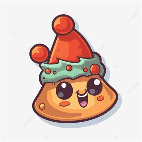 만화 산타 모자 디자인 클립 아트 벡터 고립 된 만화 크리스마스 벨 스티커 디자인 상표 Png 일러스트 및 벡터 에 대한