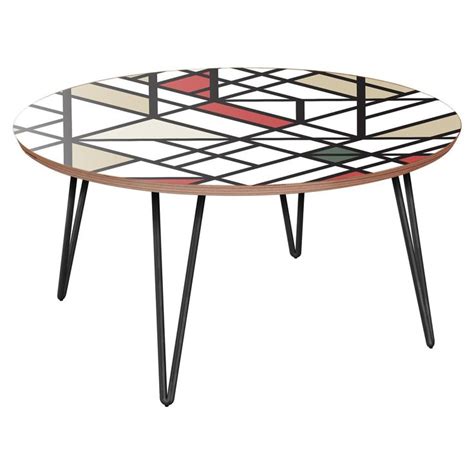 Metal Round Coffee Table With Abstract Design