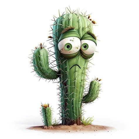 Premium Photo Animated Cactus Character With Surprised Expression