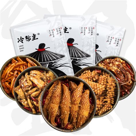 冷帮主冷吃渔水之欢5袋组合580g火箭鱿鱼牛蛙熟食海鲜小零食 虎窝淘