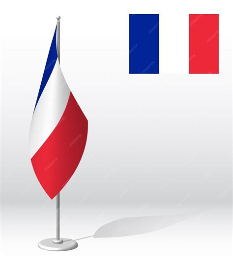 Premium Vector France Flag On Flagpole For Registration Of Solemn