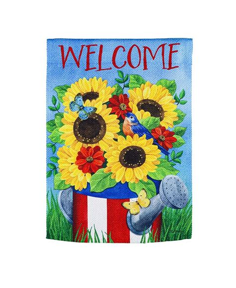 Evergreen Stars And Stripes Watering Can Garden Textured Suede Flag