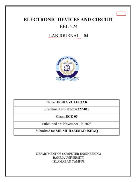 Edc Lab 4 Pdf Amplifier Electronic Circuits