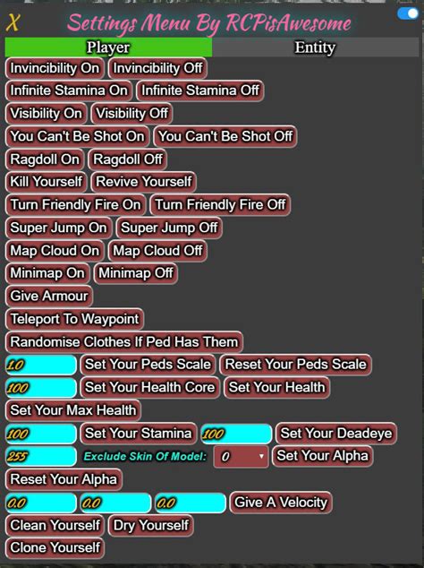 Github Rcpisawesomeredmrcpsettings Nui Trainer Menu For Redm The