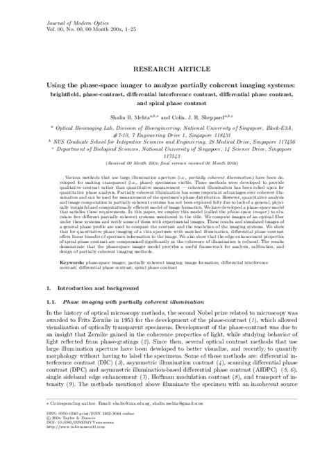 Pdf Using The Phase Space Imager To Analyze Partially Coherent Imaging Systems Bright Field