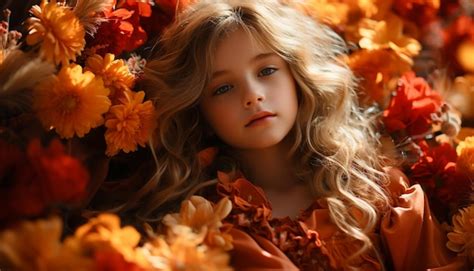 Premium Photo Cute Blond Girl Smiling Holding A Flower Bouquet