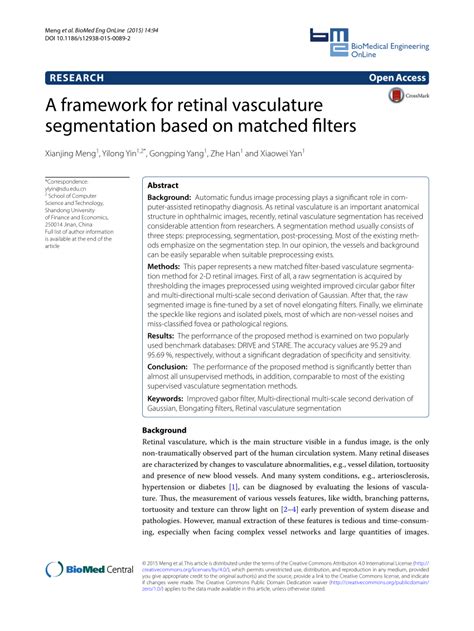Pdf A Framework For Retinal Vasculature Segmentation Based On Matched Filters