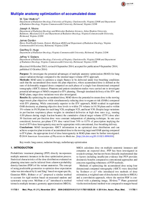 Pdf Multiple Anatomy Optimization Of Accumulated Dose