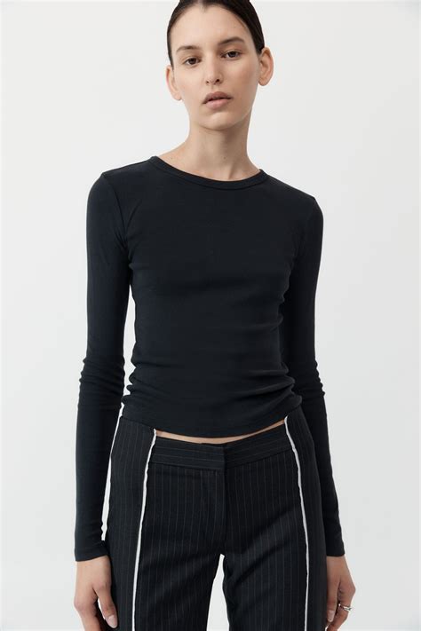 St Agni Organic Cotton Long Sleeve Top Black