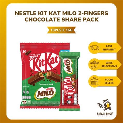 Nestle Kit Kat Milo 2 Fingers Chocolate Share Pack 10pcs X 16g Crispy Wafer With Milo Chocolate