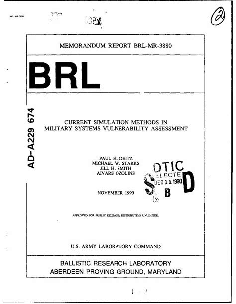 PDF MEMORANDUM BRL DTICreference Model For Mo Ssessments Of