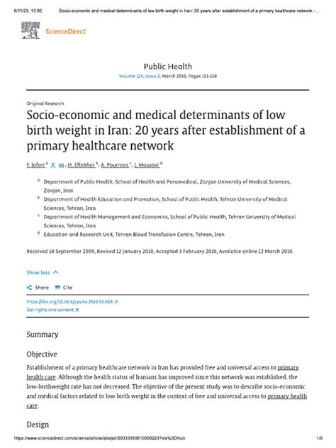 Socio Economic And Medical Determinants Of Low Birth Weight In Iran