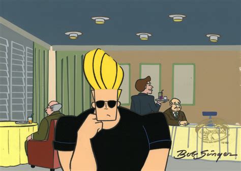Johnny Bravo Original Production Cel On Original Background Signed By