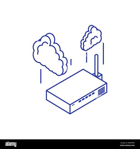 Router Communication Technology With Cloud Computing Vector Illustration Design Stock Vector