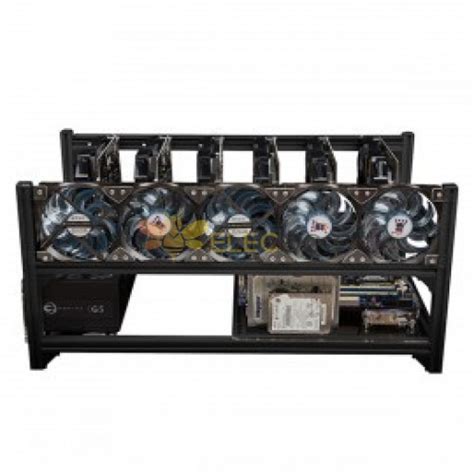 Open Air Miner Mining Case 6 Gpu Stackable Aluminum Eth Ethereum Frame Rig With 5 Fans For Bitcoin