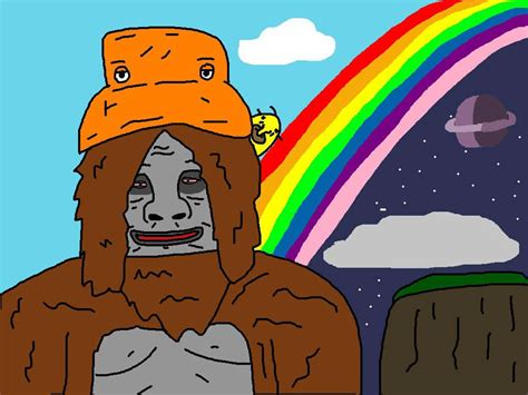 Download Sassy Sasquatch Rainbow Space Drawing Wallpaper