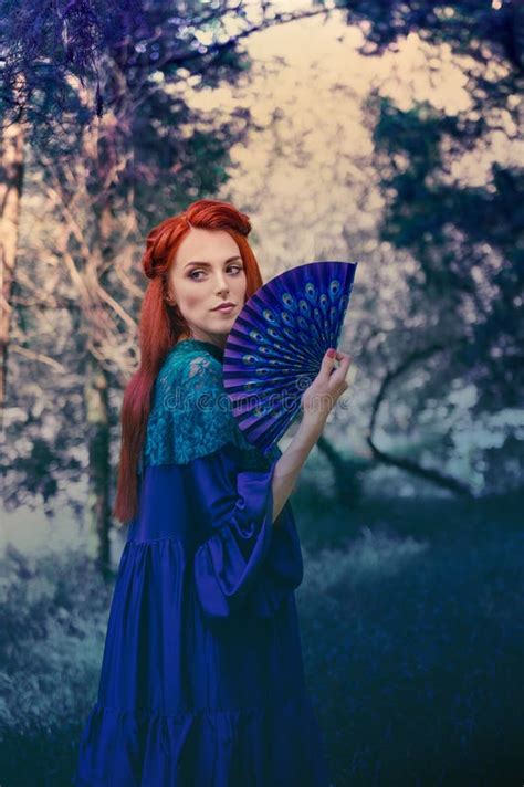 Female Portrait With Peacock Feather On Foreground Beauty Makeup Stock Image Image Of