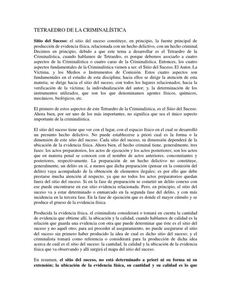 Tetraedro De La Criminalistica Pdf Método Científico Delito