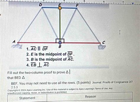 Solved 5 6 3 B Is The Midpoint Of Overline Ac 4 Overline Eb⊥